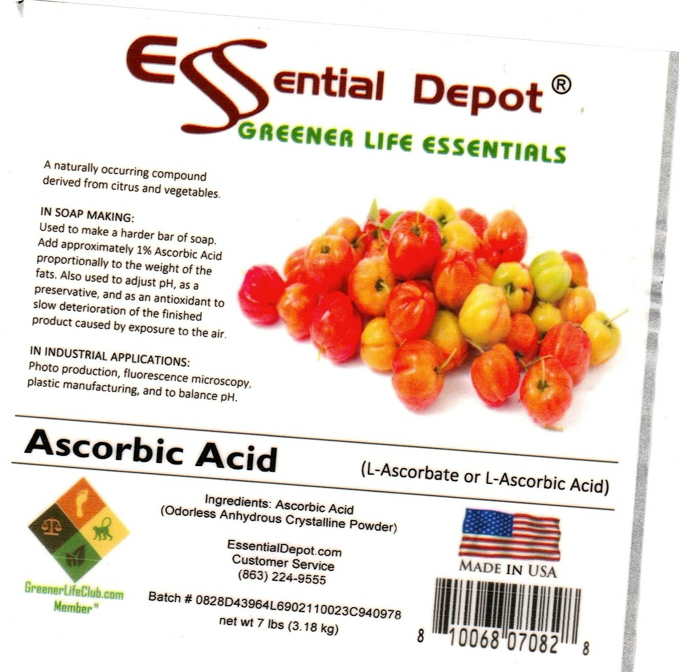 Ascorbic Acid – Viatmin C Pail Square – 1 Gallon GLC Box for Essential ...