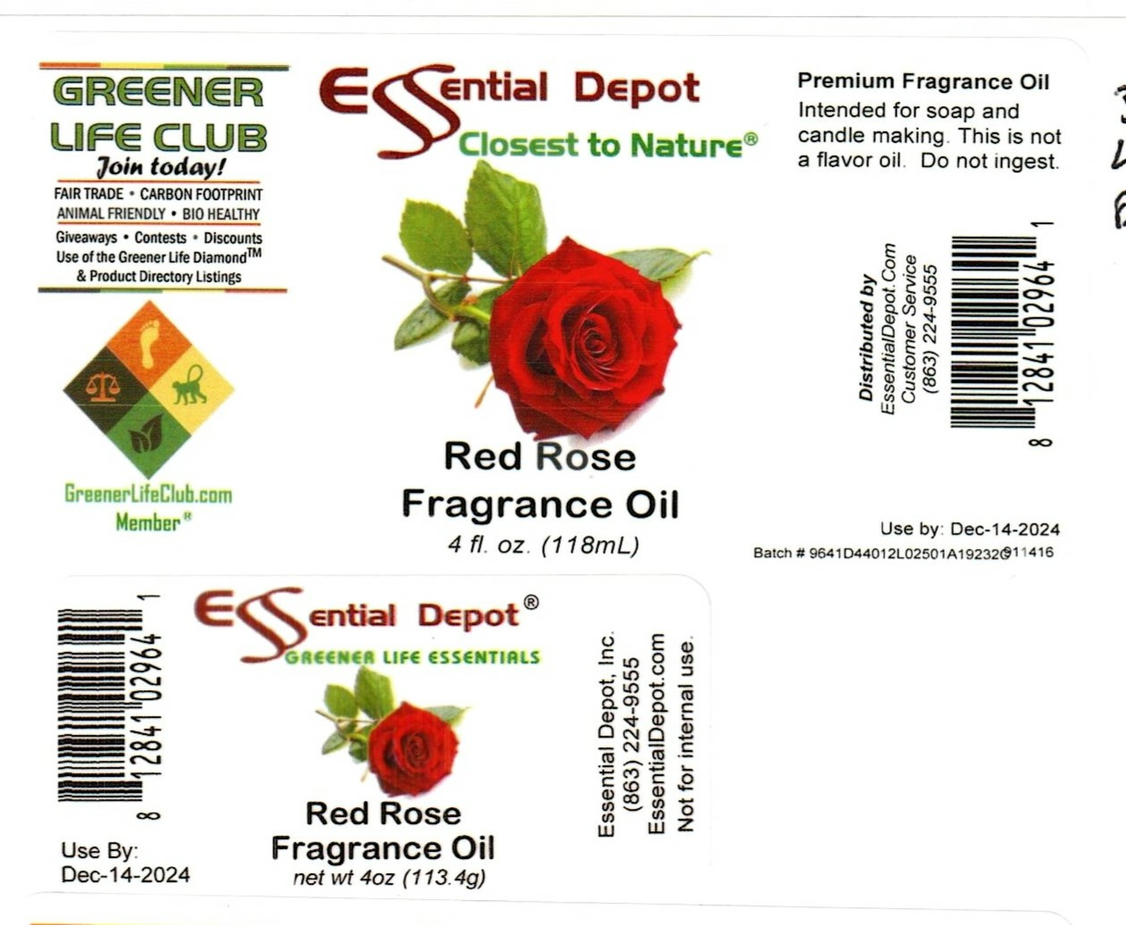 Red Rose Fragrance Oil 4oz Amber Glass Bottle for Essential Depot ...